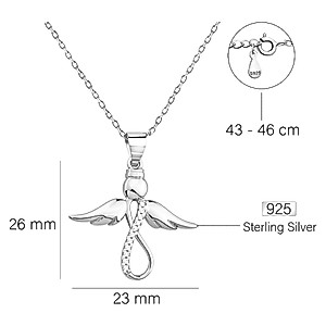 Sofia Milani - Solid 925 Sterling Silver Necklace for Women - with Zirconia Stones - Guardian Angel Pendant - 50157