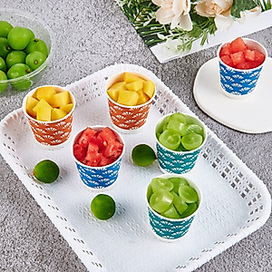 JollyPack 300 Pack 3 oz Paper Cups, Disposable Bathroom Cups, Small Mouthwash Cups, Rinse Cups, Orange Blue and Green Mini Cups for Candy and Biscuits, Perfect for Bathroom, Party, Picnic, Travel