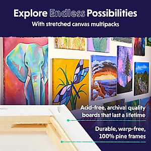 Crafts 4 All Stretched Canvas Boards for Painting - 8 Pack of 11x14 Blank Art Canvases, Framed Canvas for Painting with Acrylic & Oil Paint, Pencil, Pastels, Charcoal