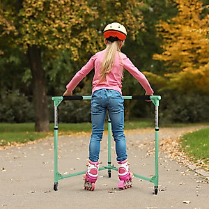 GanFindX Folding Skater Aid for Kids Roller Skating, Adjustable Height Roller Skate Trainer for Kids Toddler Training Walker (Denim Blue)