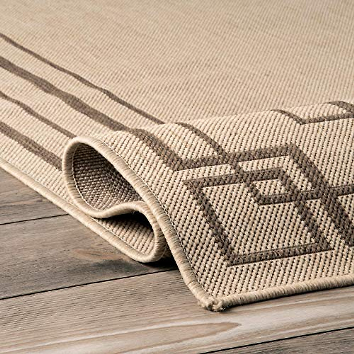 nuLOOM Katalina Simple Border Indoor/Outdoor Area Rug, 8 ft x 10 ft, Beige