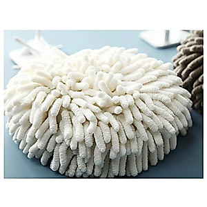 Ivymei 2 Pack Chenille Hand Towels,Hanging Kitchen Hand Towels,Bathroom Hand Towels with Loop,Quick Dry Cloths for Cleaning,Soft Absorbent Microfiber Hand Towels(Grey+White)