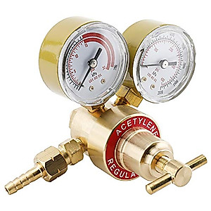 2'' Gauges Welder Acetylene Regulator with Double Gauges for Torch Cutting Kits Inlet 400 PSI CGA 200 Female