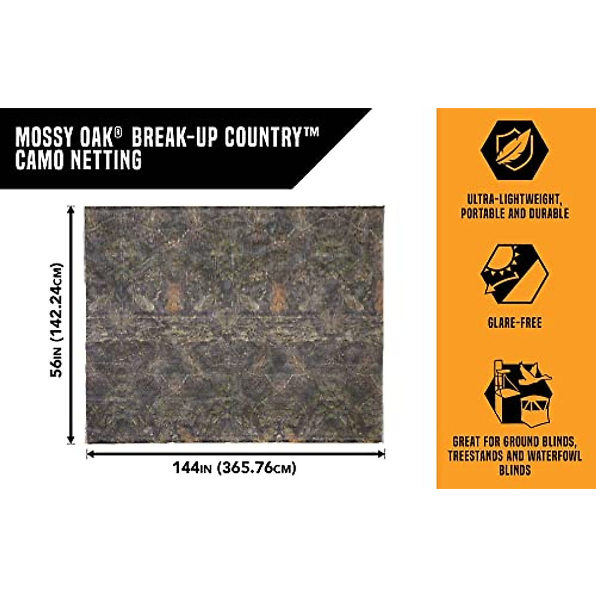 Allen Company Vanish Camo Fine Mesh Netting for Hunting Blinds - (12 feet x 56 inches), Mossy Oak Break-Up Country, Model:25323