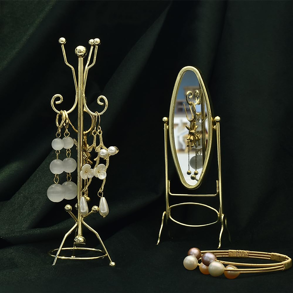 Cute Metal Jewelry Stand 2pcs, Jewelry Holder Organizer Shaped of Mini Coat Racks, Earring & Ring Stand, Jewelry Tree