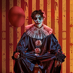 Iceyyyy 120 Ft x 54 in Creepy Carnival Tablecloth Roll-Evil Halloween Bloody Circus Backdrop-Scary Carnival Decorations for Halloween House Decor Party Supplies Carnival Background