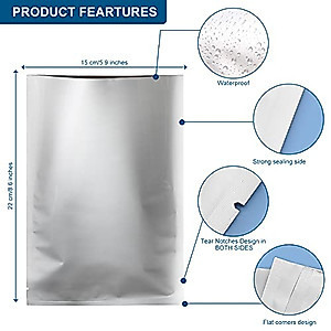 SumDirect Mylar Bags for Food Storage - 100 Pack 6x9 Inches Square Heating Cooking Pouches Heat Sealable Mylar Bag for Long Term Food Storage (Silver)