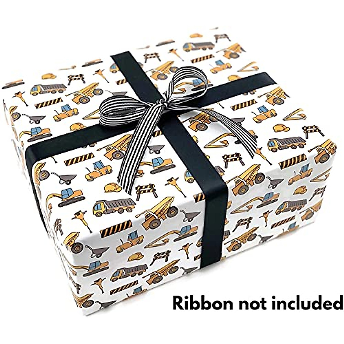 Stesha Party Construction Birthday Gift Wrapping Paper - Folded Flat 30 x 20 Inch (3 Sheets)