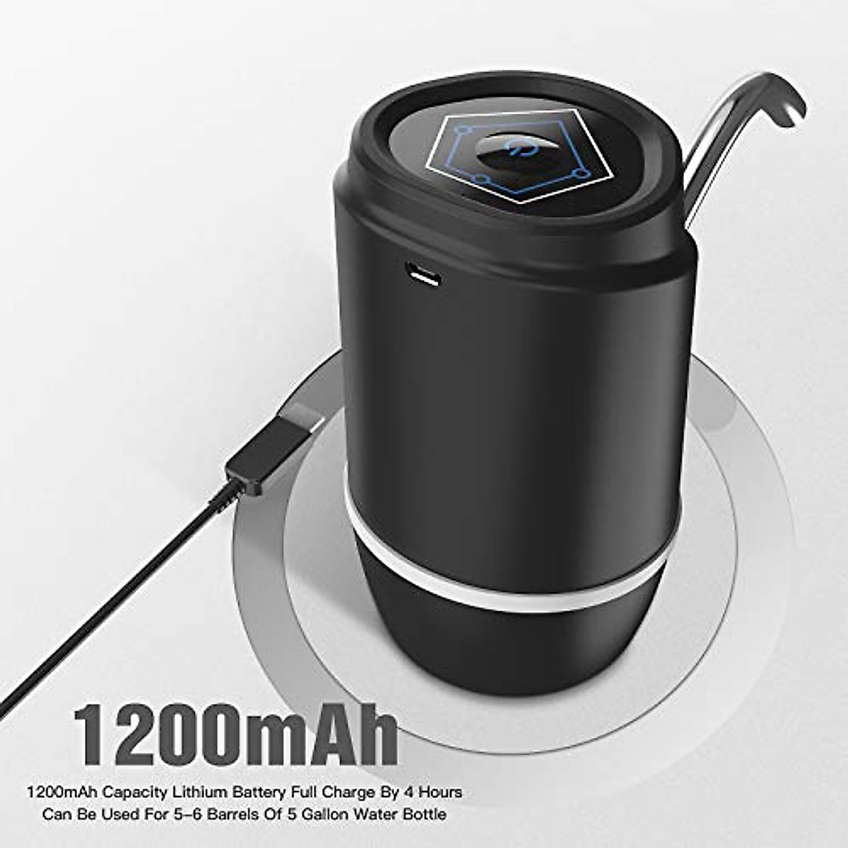 5 Gallon Water Dispenser,Electric Water Bottle Pump Water Dispenser Jug Drinking Water Pump for Home Kitchen Office Camping Outdoors Fit for 3-5 Gallon Water Bottle (Black)