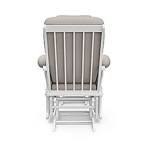 Storkcraft Tuscany Custom Glider and Ottoman with Free Lumbar Pillow (White/Taupe Swirl) - Cleanable Upholstered Comfort Rocking Nursery Chair with Ottoman