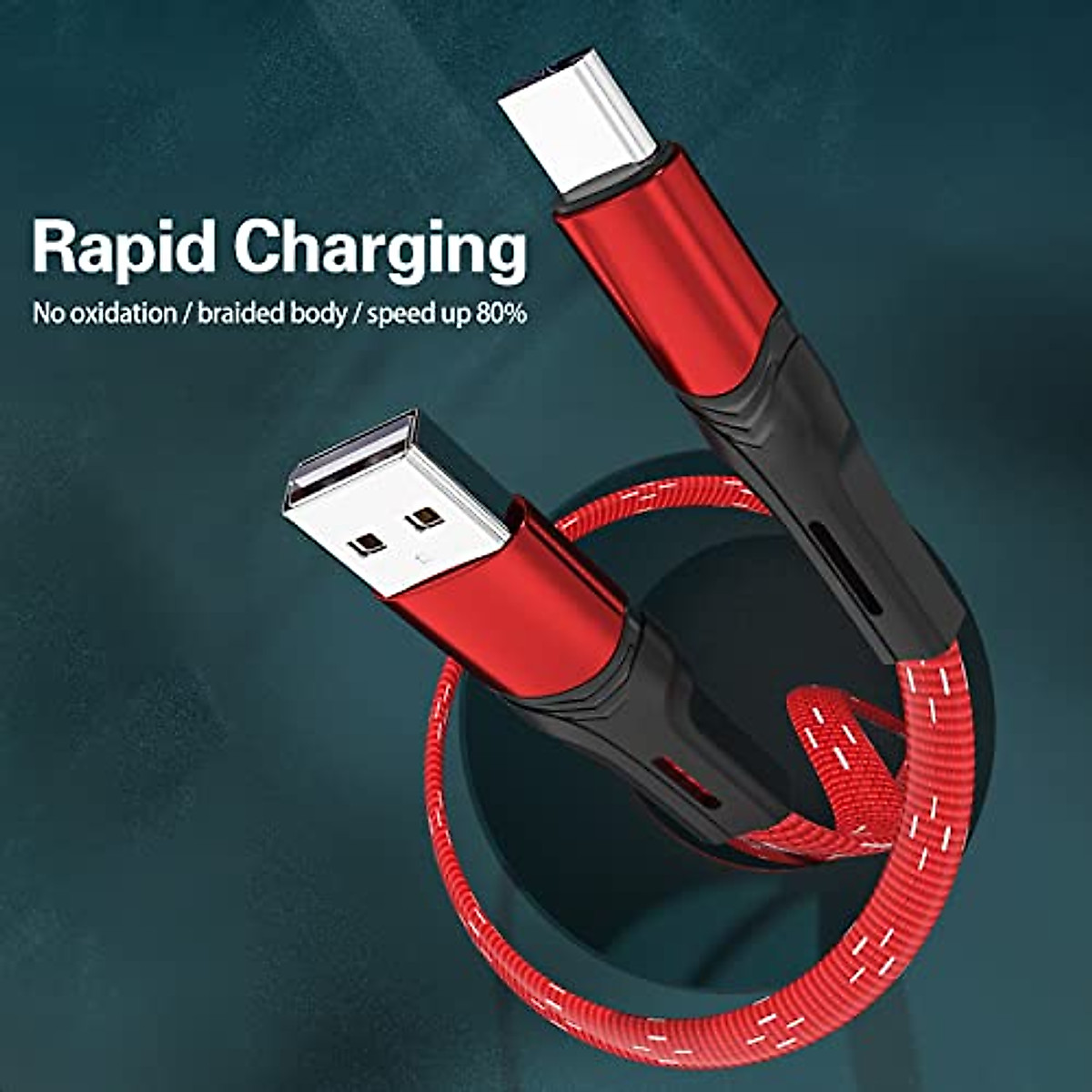 BGNTBUK Tops Lot 1m Braided Rope Data Cable Mobile Phone Color Fast Charging Line Soft Flash Charging Cable Suitable for Android Charging Port Pack of Android Chargers 10 Ft