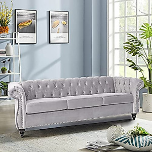 NOSGA Large Sofa, Modern 3 Seater Couch Furniture, Three-seat Sofa Classic Tufted Chesterfield Settee Sofa Tufted Back for Living Room