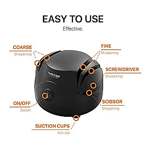 THRITOP 3 in 1 Electric Knife Sharpener Tool, Knife Sharpener System Kitchen Sharpening Machine for Knives Scissors & Screwdrivers,40W, Black