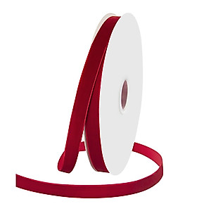 5/8" Wide x 25 Yards Velvet Ribbon, Vintage Single Face Velvet Ribbons for Gift Wrapping, Christmas Wrapping Bows, Wedding Decor, Sewing and More (Red)