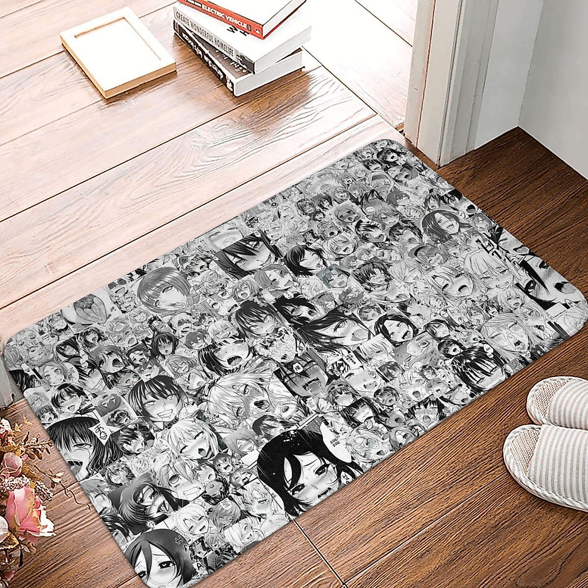 Clxxmczy Sexy Lewd Face Anime Floor Mat Rugs Non-Slip Pad Home Decor Cover Carpets 23.6x15.7in