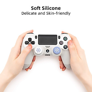 GeekShare 4PCS Silicone Snow Joy Con Thumb Grip Set Joystick Caps Cover Thumb Stick Grips (PS4/PS5/NS Pro)