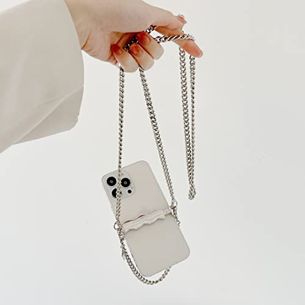 CQUUKOI Phone Lanyard Holder,Phone Clip with Lanyard Metal Crossbody Phone Chain Clip Mobile Phone Buckle Phone Tether Safety Strap Compatible with iPhone, Galaxy & Most Smartphones (Wave Love)