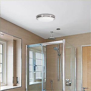 Homewerks 7105-07 Bathroom Fan with LED Light Ceiling Mount Exhaust Ventilation Silent 2.5 Sones 100 CFM, Decorative Brushed Nickel Trim