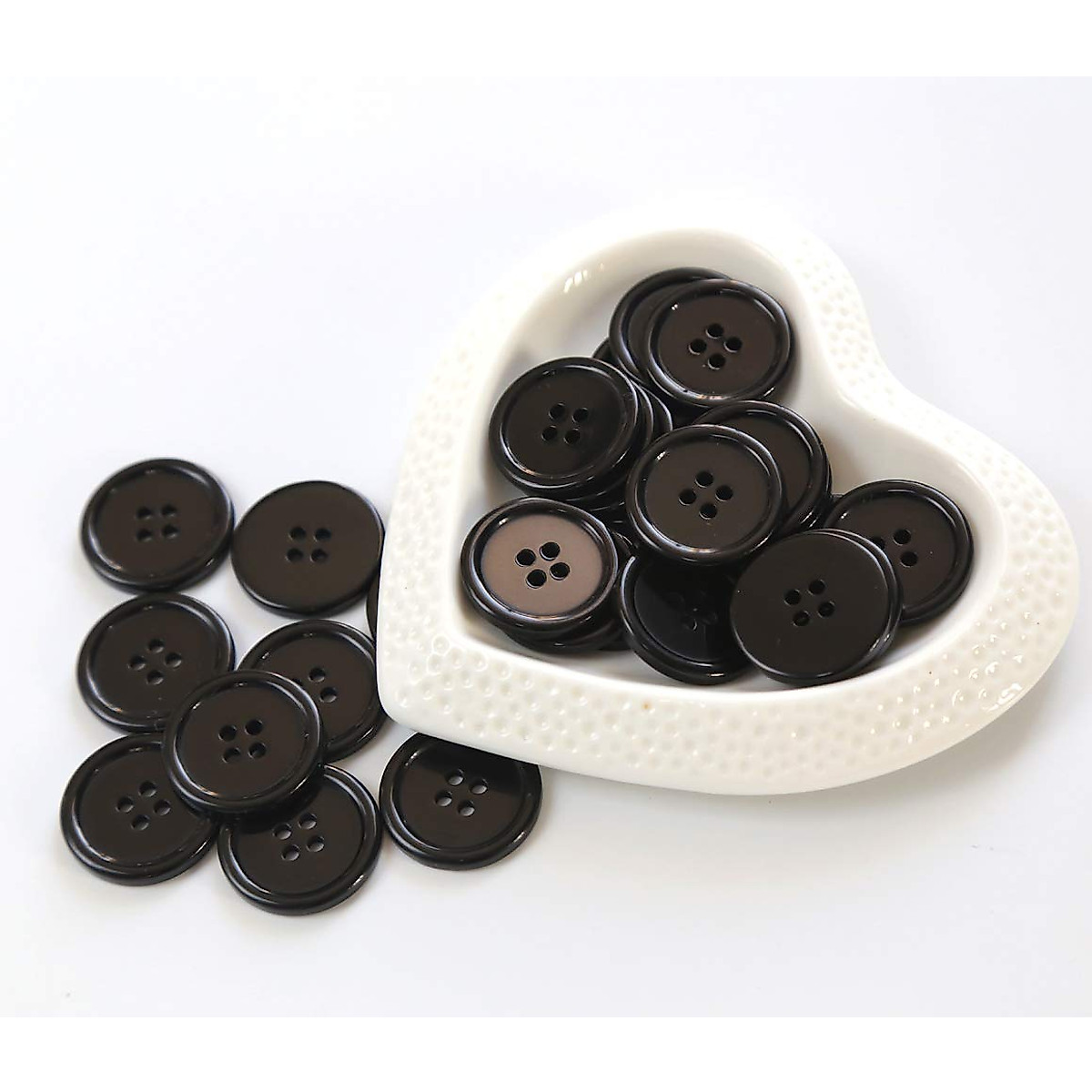 GANSSIA 1 Inch (25mm) Black Resin Buttons Sewing Flatback Button for Garment DIY Craft Decoration Pack of 50PCS
