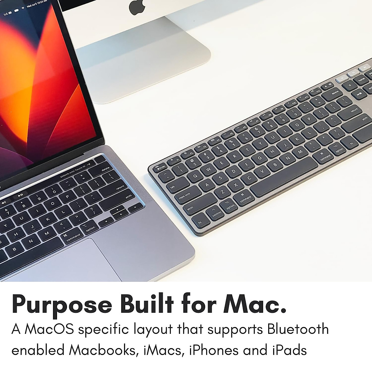 Macally Backlit Bluetooth Keyboard for Mac (2024 Upgraded Battery) - Compatible Apple Keyboard Wireless - Multi-Device Keyboard for MacBook Pro/Air, iMac, iMac Pro, Mac Mini, Mac Pro