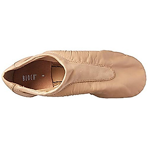 Bloch Women's Pulse Leather and Neoprene Split Sole Jazz Shoe, Tan, 8
