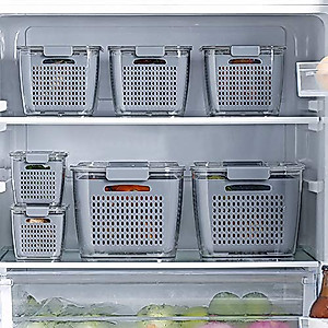 No/Brand lazkissy Fresh-keeping Container, 3-in-1 Multifunctional Draining Crisper with Strainers, Vegetables and fruits Storage Containers with Vents, 3 packs for various sizes of food storage