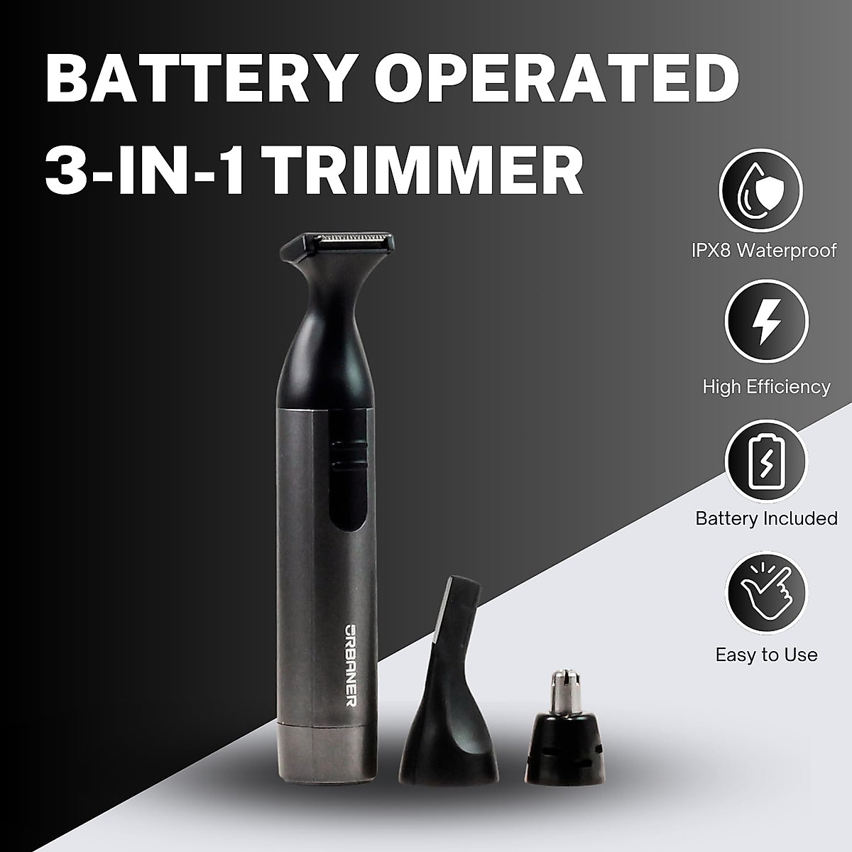 URBANER Beard Trimmer for Men, Waterproof Grooming Kit, Portable Nose and Ear Hair Clippers, 6 Pieces Set, Battery Included, Mustache Trimmer Gift for Men, MB-980