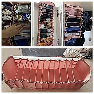 ZYDZ Closet Organizers and Storage, 3 Set Clothing Underwear Bra Sock Lingerie Chest Ties Small Parts Collapsible Organizer Drawer Divider for Bedroom, Pink