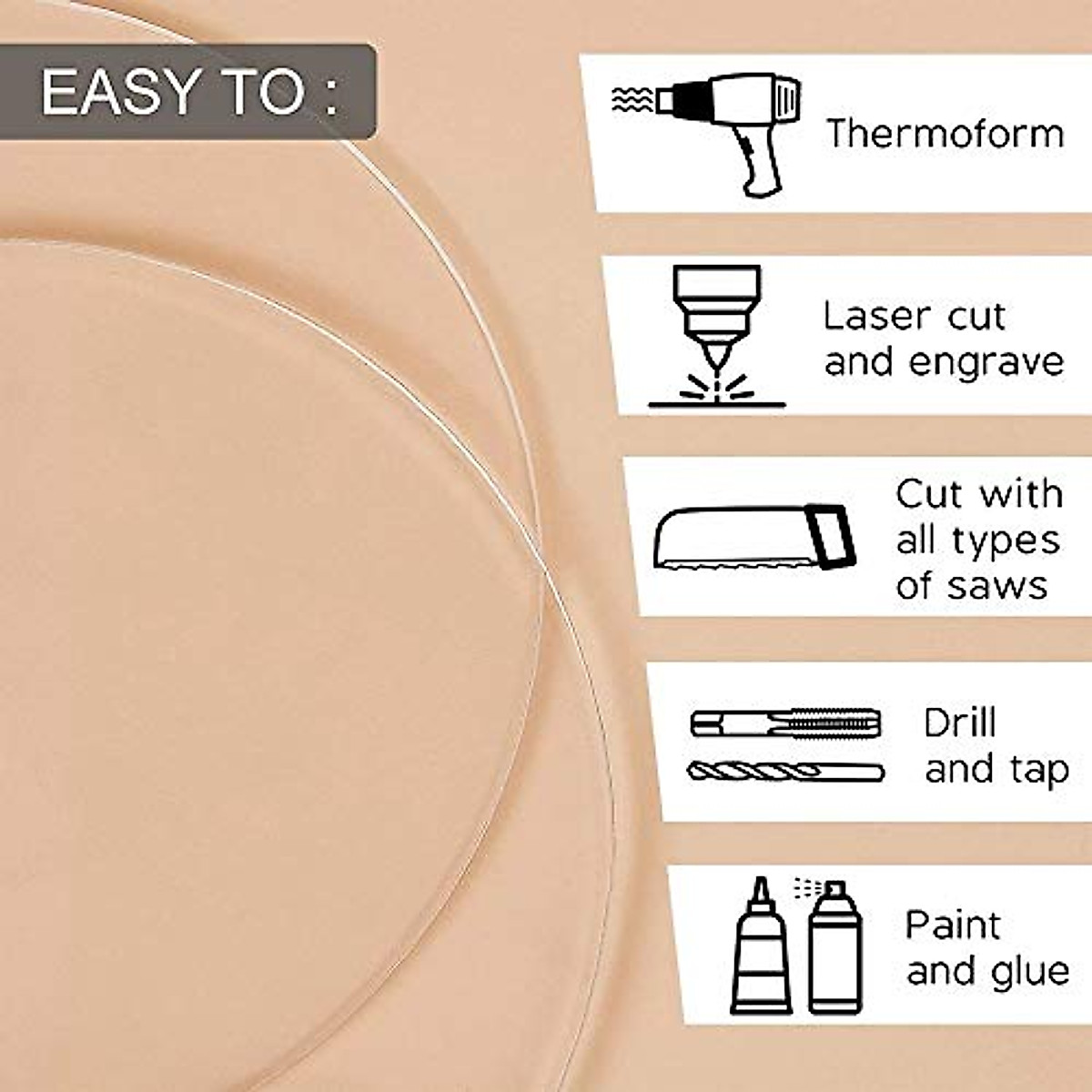 MEYA Set of 20pcs Clear Acrylic Discs, Plexiglass Laser Cut Round Circle 1/8" (2.25")