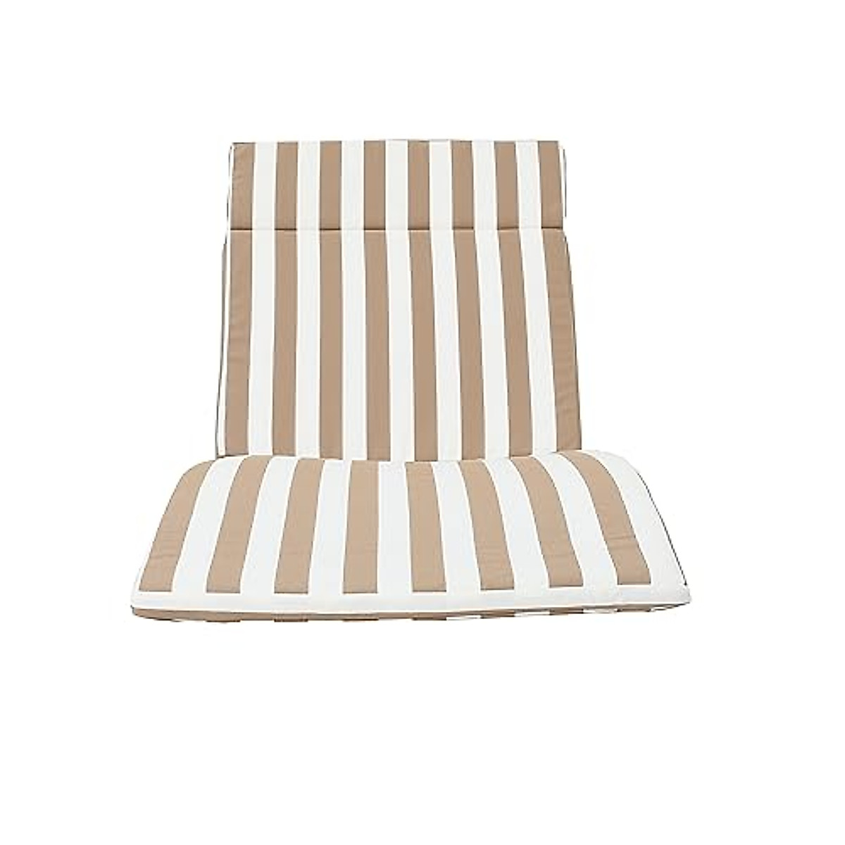 Christopher Knight Home Salem Outdoor Water Resistant Chaise Lounge Cushions, 2-Pcs Set, Brown / White Stripe
