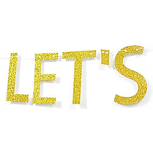 Qttier™ Let's Get It Poppin' Gold Glitter Banner for Baby Shower Popcorn Buffet Wedding Reception Decorations