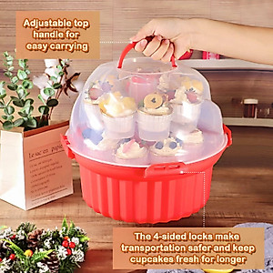 Wehome 3-Tier Cupcake Carrier,Cupcake Holder with Lid and Handle for 24 Cupcakes,Portable Cupcake Holder Cookie Carrier，Cupcake Transport&Storage Container，Christmas Baking Gifts for Bakers