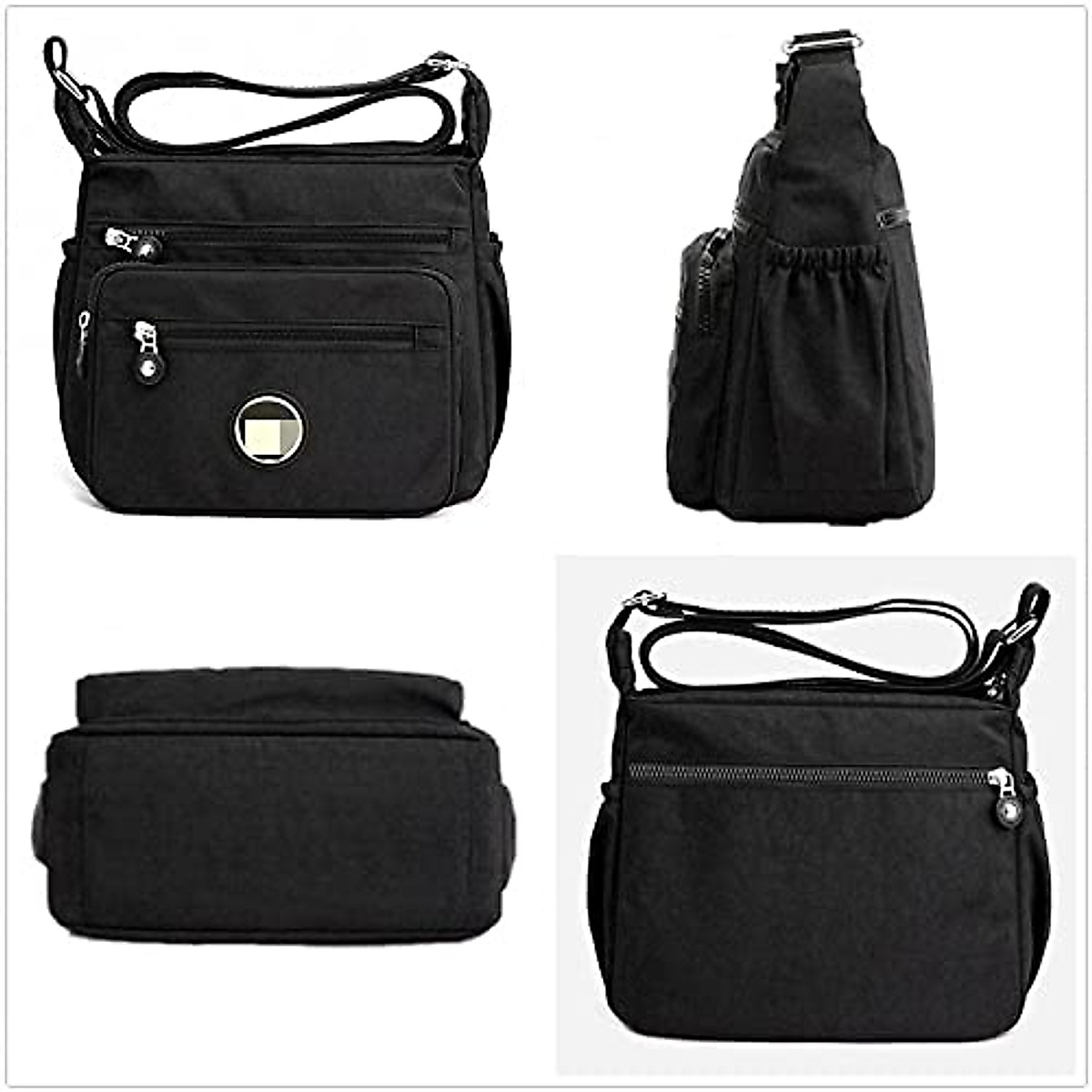 Crossbody Bag for Women Waterproof Multi-Pocket Messenger Bag Large Capacity Lightweight Shoulder Bag Solid Color Handbag for Daily Use Work Travel (Gray)