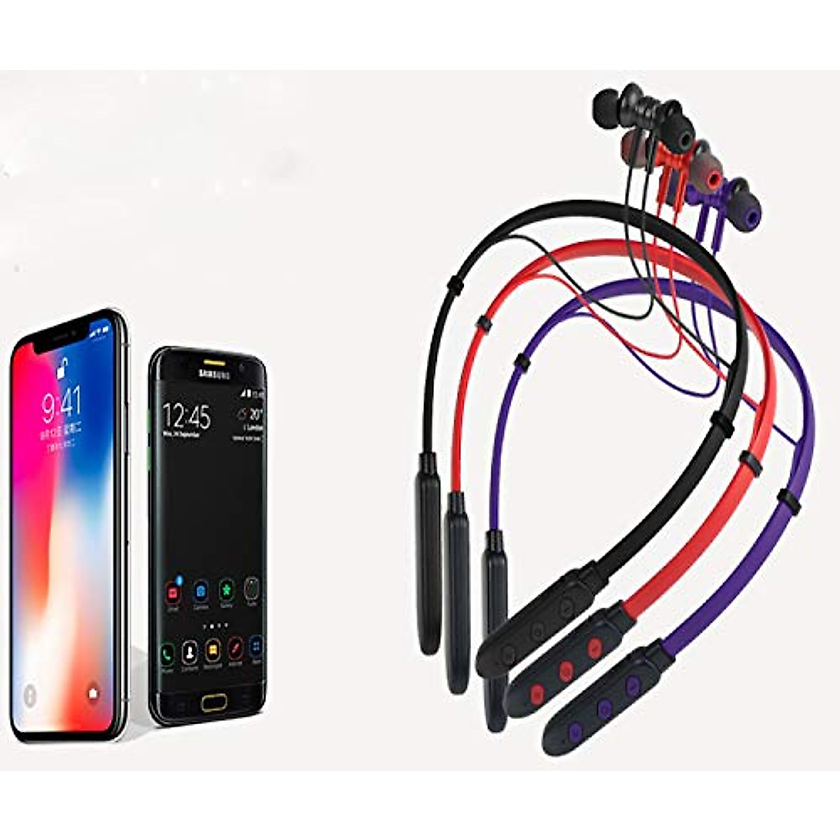 QT S Bluetooth Neckband Headphones, HD Sound V5.0 Wireless Neckband Headset Stereo Noise Cancelling Sweat/Waterproof Sports Earphones for Gym Workout Travel Business Earbuds Music & Playtime 10 Hours
