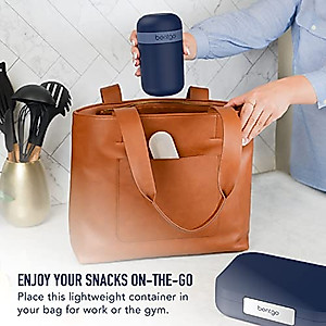 Bentgo® Snack Cup - Reusable Snack Container with Leak-Proof Design, Toppings Compartment, and Dual-Sealing Lid, Portable & Lightweight for Work, Travel, Gym - Dishwasher Safe (Navy)
