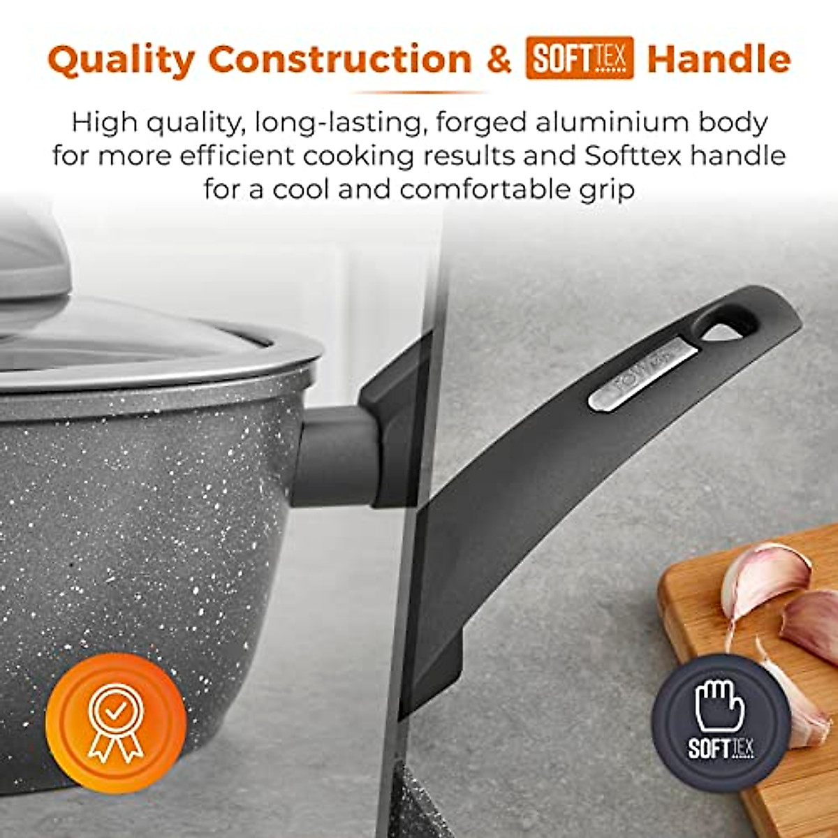 Tower Cerastone Saucepan with Easy Clean Non-Stick Ceramic Coating, 22 cm, Graphite