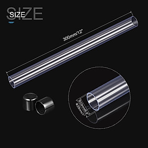 MECCANIXITY Clear Storage Tube 23x25mm Small Plastic Round Tubing with Caps Rigid Bottle Container 300mm/12 Inch for Item Stored
