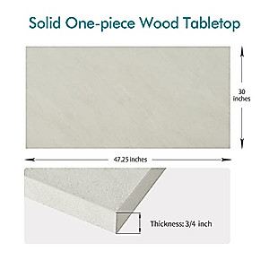 Kaboon Universal Tabletop 47.25"x30", Solid One-Piece Melamine Table Top, Double Desk L-Desk DIY, Home and Office,Sea Salt/White