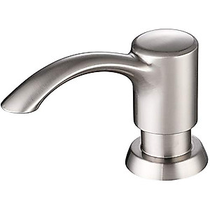 GAGALIFE Kitchen Sink Soap Dispenser with Large Bottle (Brushed Nickel), Built in Sink Soap Dispenser Refill from Top