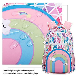 Ulgoo Girls School Bags Kids Bookbags Teens Bookbag Set Kids Laptop Backpack Lunch Box Purse (Rainbow Diamond)