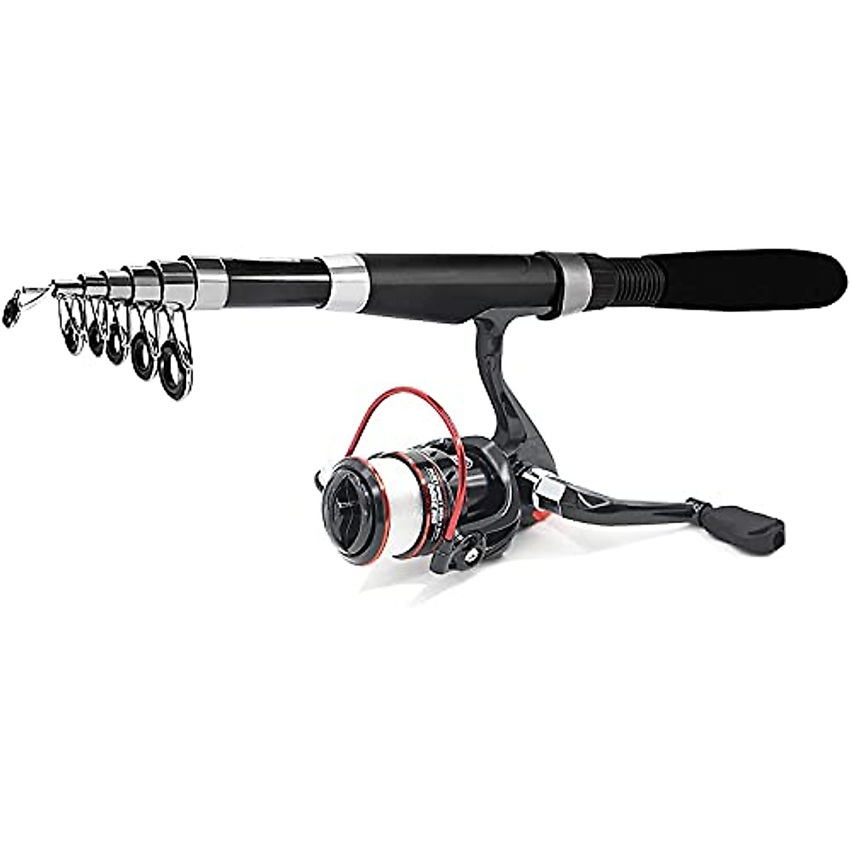 Fishing Pole Combo Set,2.1m/6.89ft 2PCS Collapsible Rods 2PCS Spinning Reels Lures Set Carrier Bag Telescopic Fishing Rods Freshwater Kit Fishing Rod Reel Combos