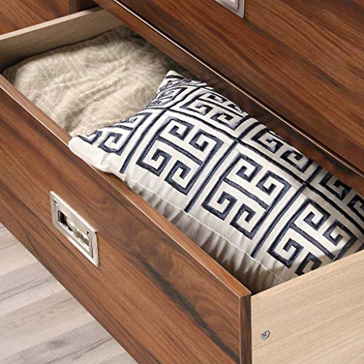 Sauder Vista Key Dresser, L: 59.06" x W: 15.67" x H: 33.31", Blaze Acacia Finish