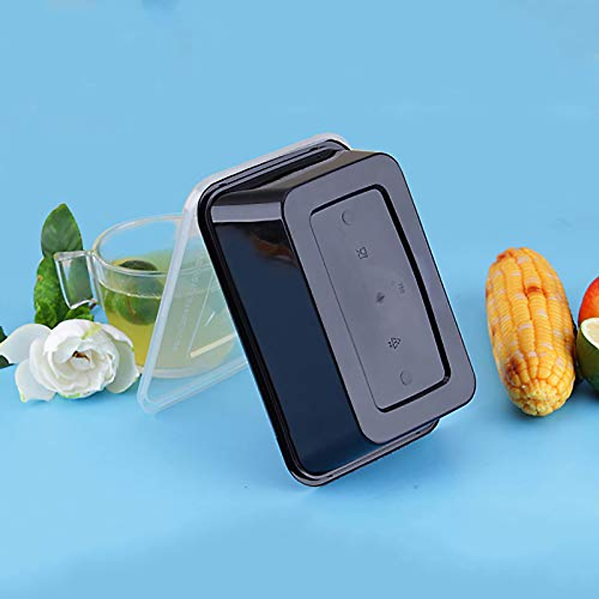 JMUSTTBO 50 Pack Food Storage Containers, Disposable Plastic Bento Lunch Boxes Meal Prep Containers with Lids for Microwavable Freezer Safe (750ml/25oz)