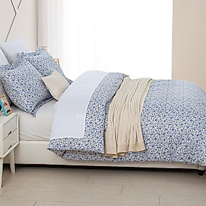 DAUAOTO Twin XL 68"X92" Duvet Cover Set, Cotton Printed Bedding for Twin Extra Long Bed, Ditsy Floral Pattern Purple