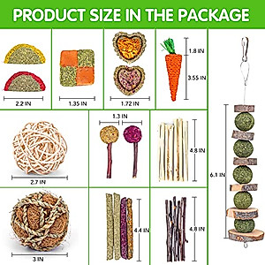 VESPRO Bunny Toys for Rabbits Hamster/Guinea Pig Toys Natural Timothy Hay Sticks Chew Treats and Balls for Rabbit, Bunny, Chinchilla, Guinea Pig, Hamster, Bunny Teeth Care