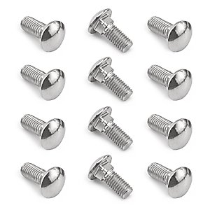 Yinpecly 12Pcs M10×25mm 1.5mm Pitch Length 304 Stainless Steel Round Domed Head Square Neck Carriage Bolts Silver Tone
