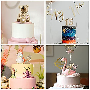 AIEX 3inch Birthday Number Candle, 3D Candle Cake Topper with Crown Cake Numeral Candles Number Candles for Birthday Anniversary Parties (Gold; 1)