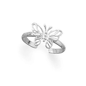 Butterfly Toe Ring Open Cut Out Design Sterling Silver