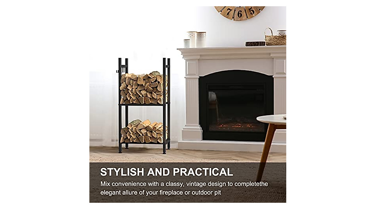 NANANARDOSO Firewood Rack Holder - Durable Wood & Kindling Storage