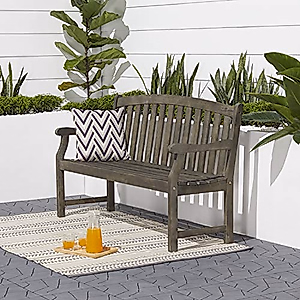 Vifah Renaissance Outdoor Patio 5-Foot Hand-Scraped Wood Garden Bench